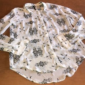 Poof! | Tops | Poof Sheer Black And White Button Down Shirt L | Poshmark